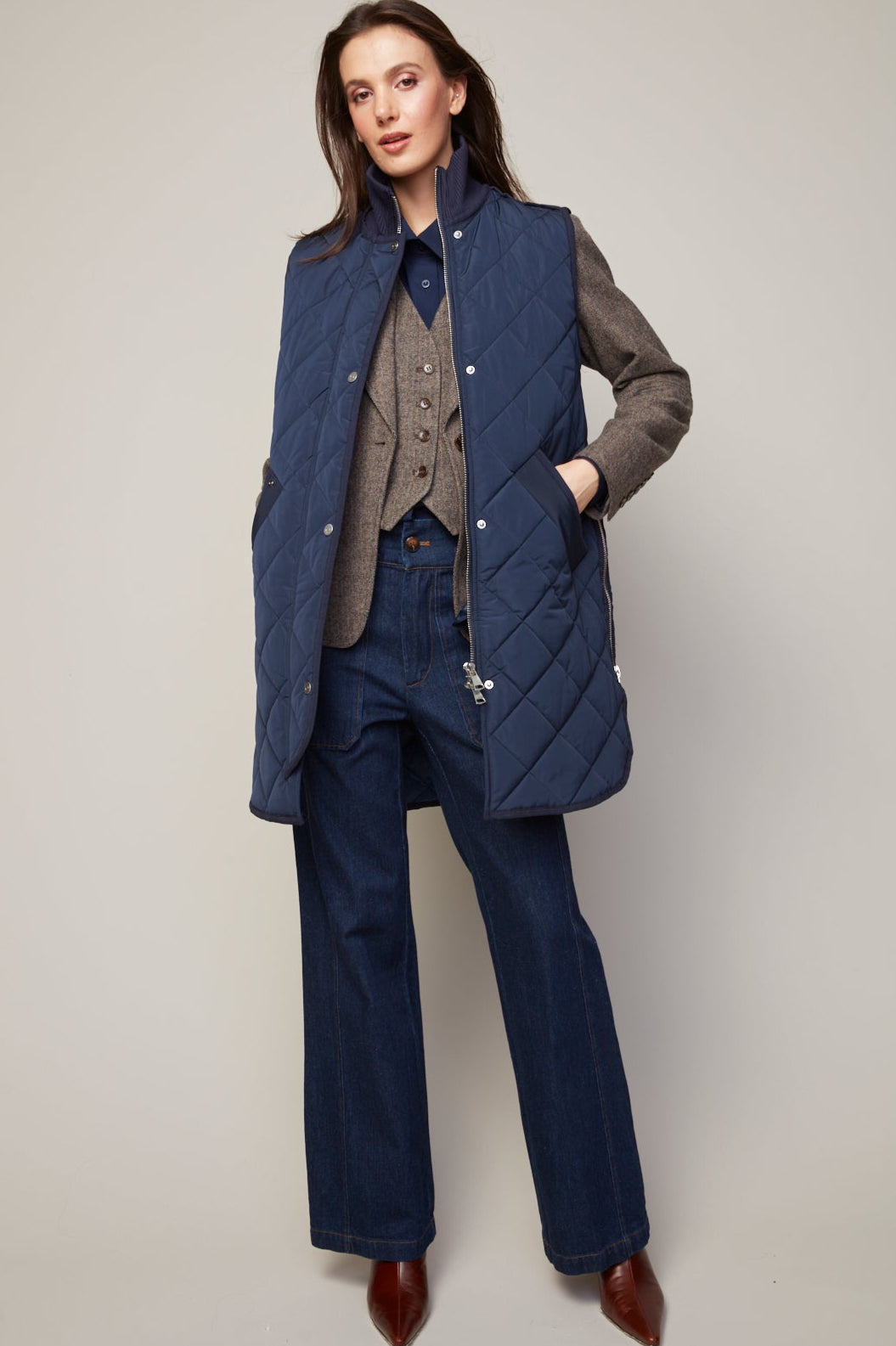 Destiny sleeveless quilted vest with zipper detail
