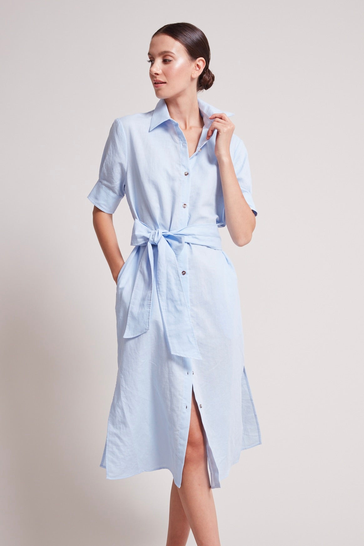 Randi long buttoned shirt dress